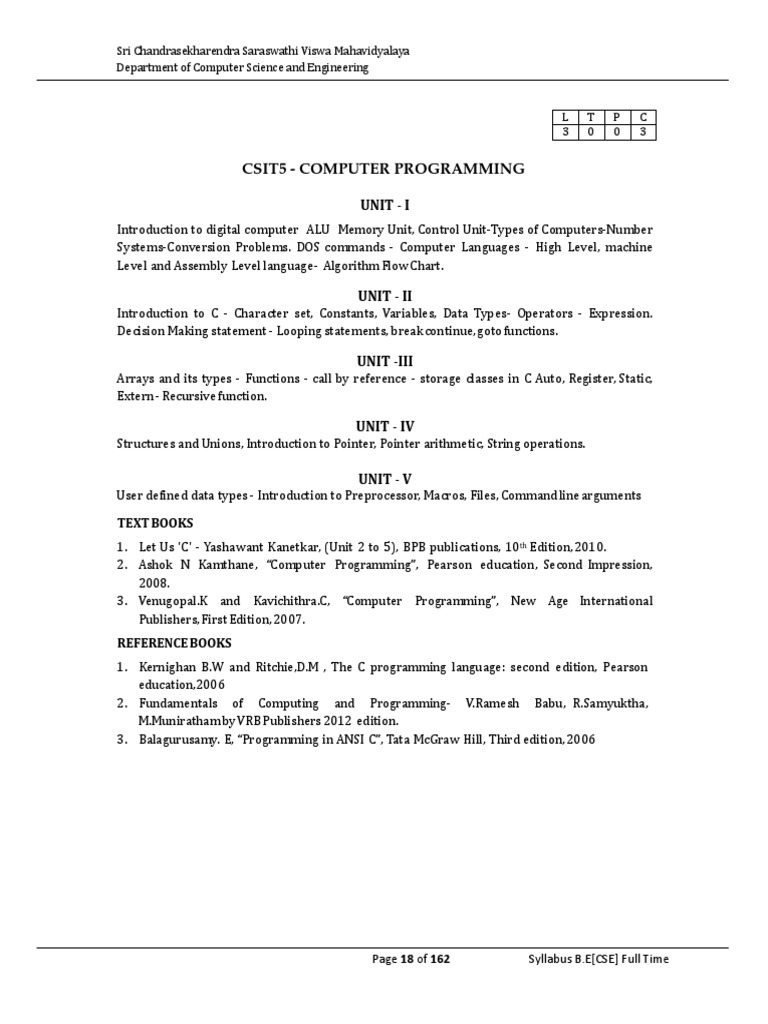 Csit5 - Computer Programming: Unit - I | PDF | Computers