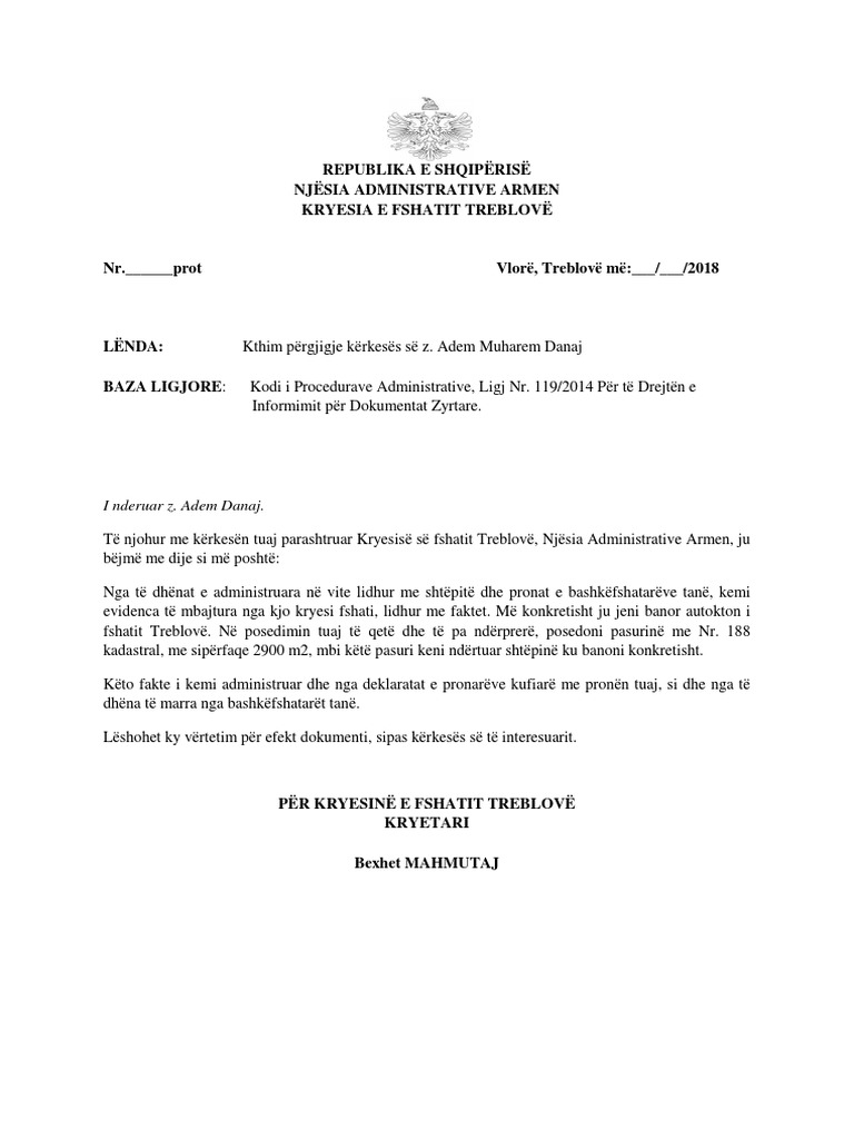 Kthim Pergjigje Ademit | PDF