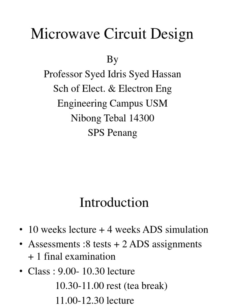 Microwave Circuit Design Overview | PDF | Oscillation | Electronics