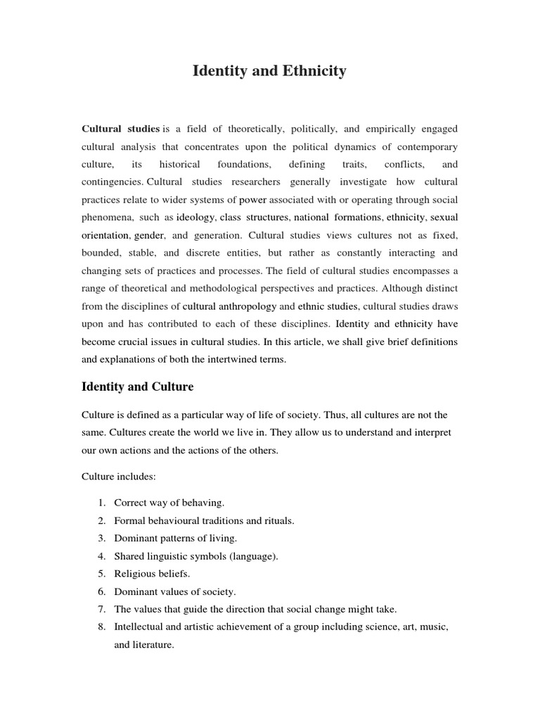 Identity and Ethnicity Lecture | PDF | Identity (Social Science ...