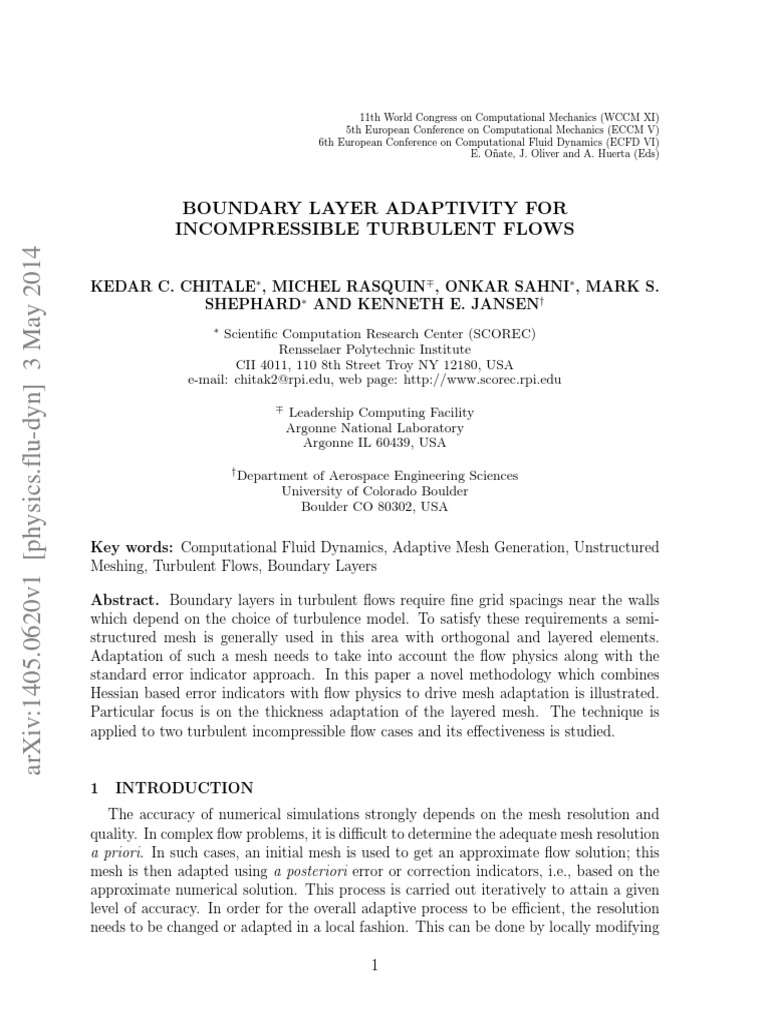 BL Adaptivity For Turbulent Flows | Download Free PDF | Boundary Layer | Eigenvalues And ...