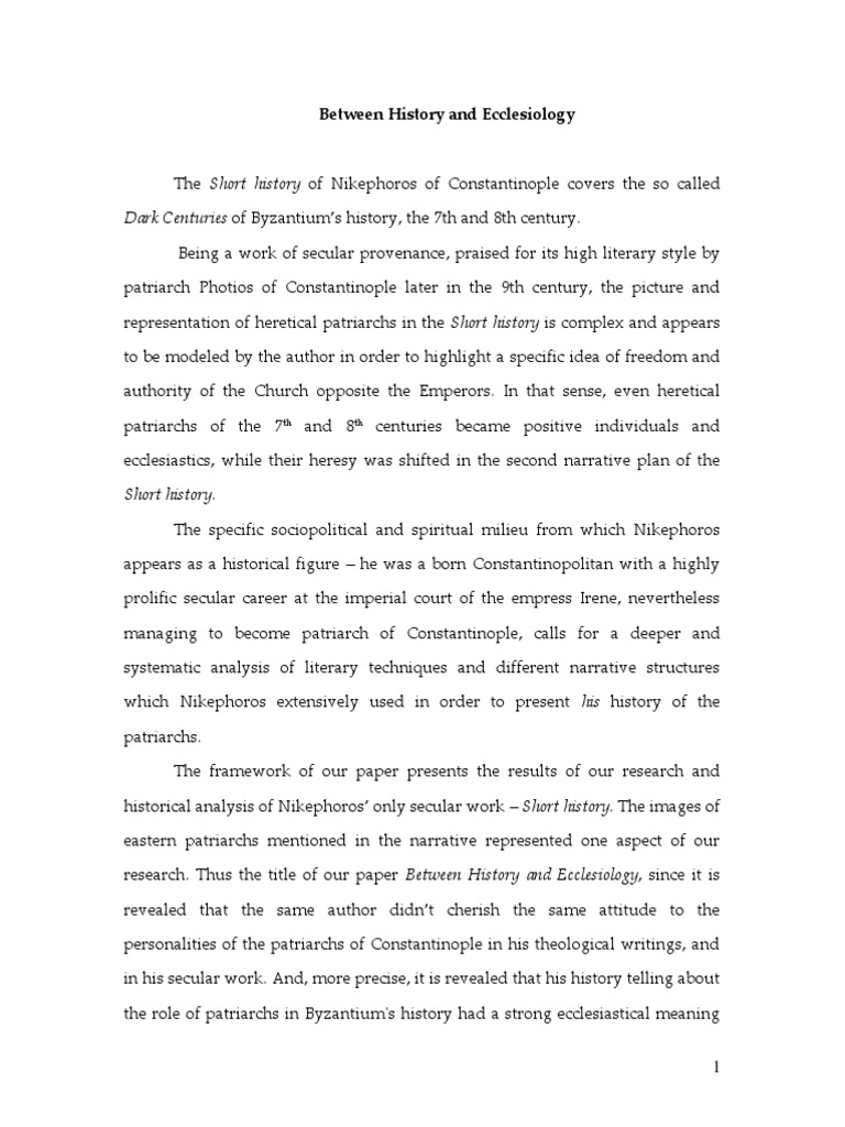 Nikephoros I: History and Ecclesiology | PDF | Constantinople ...