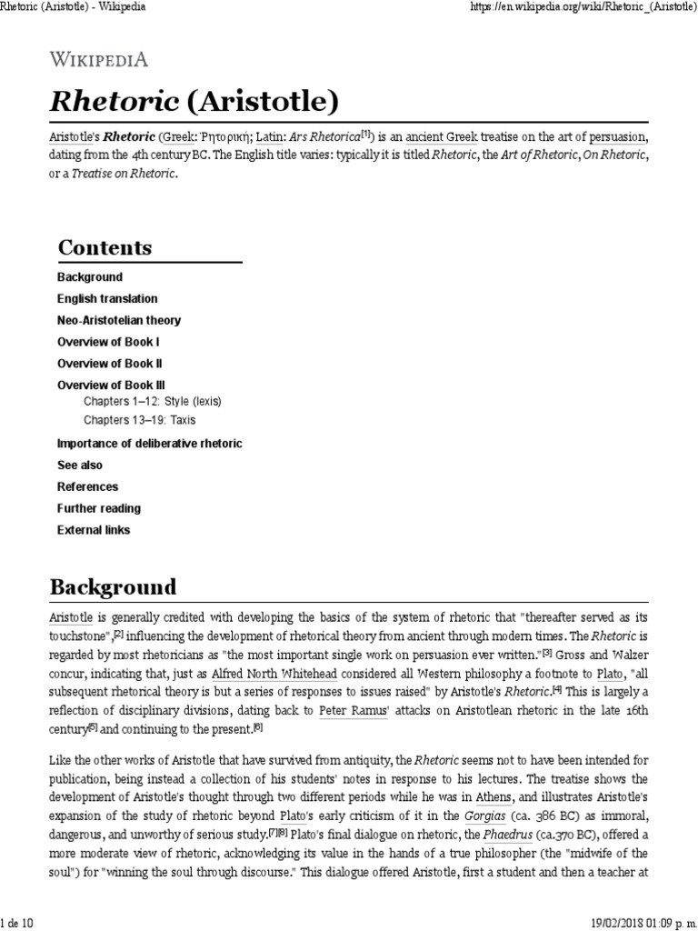 Retorica (Aristotle) | PDF | Rhetoric | Persuasion