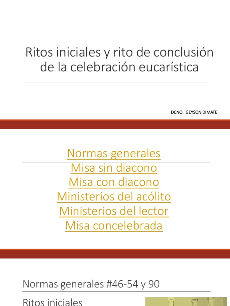 Ritos Iniciales y Ritos de Conclución | PDF | Misa (liturgia ...