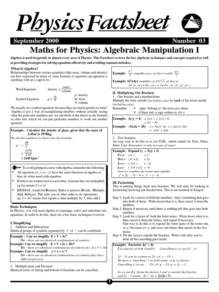 Algebraic Manipulation PDF | PDF