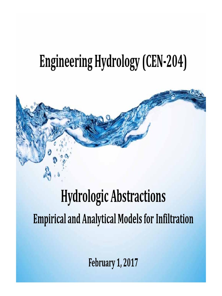 CEN-204 Hydrology Lecture 010217 Infiltration Models | PDF ...