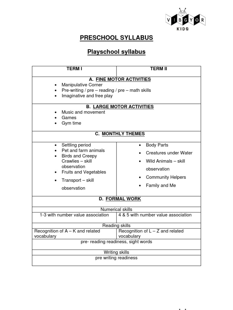 Preschool Syllabus | PDF | Letter Case | Teaching Mathematics
