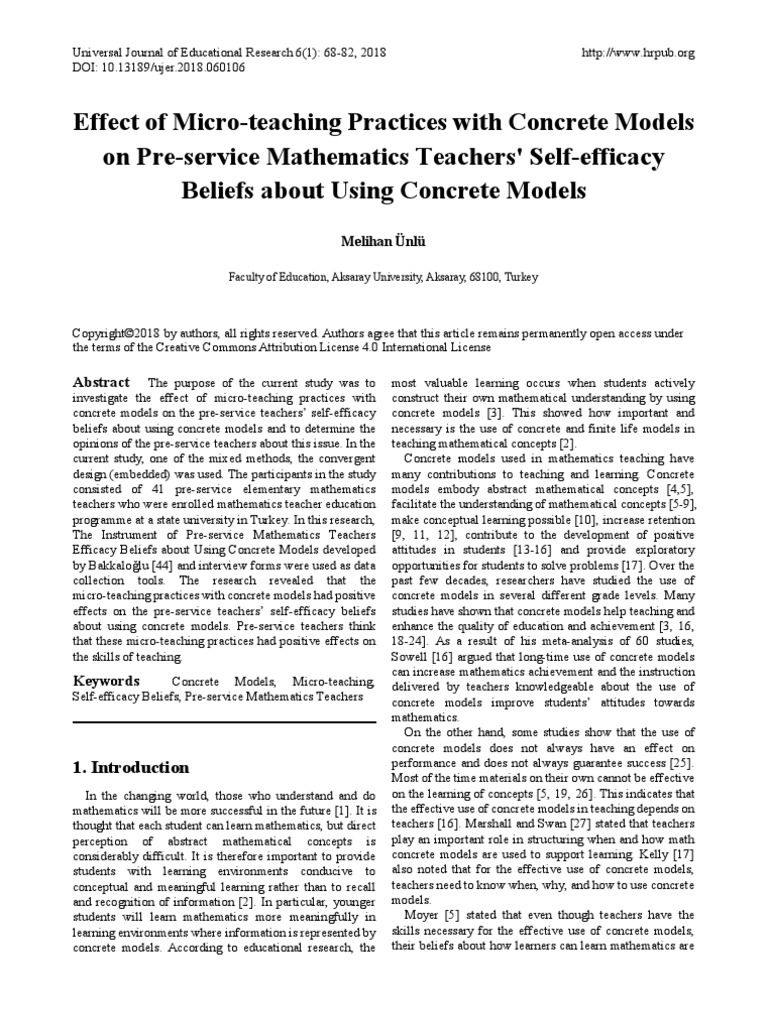 Effect of Micro-Teaching Practices With Concrete Models On Pre-Service ...