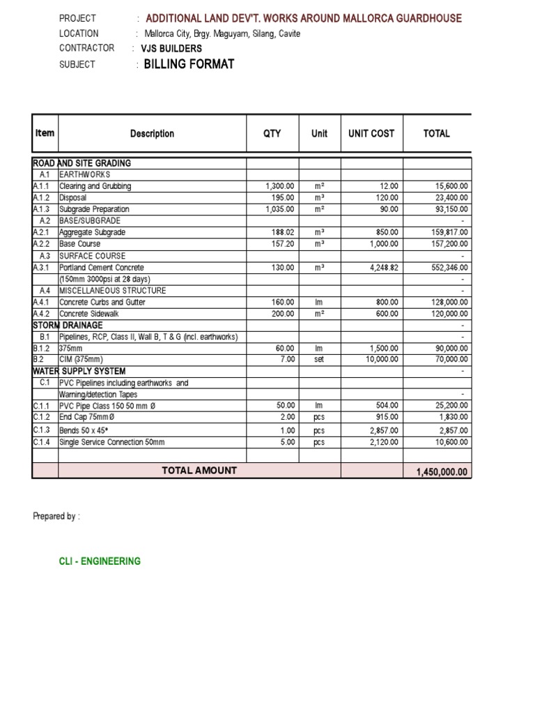 Billing Format: Cli - Engineering | PDF