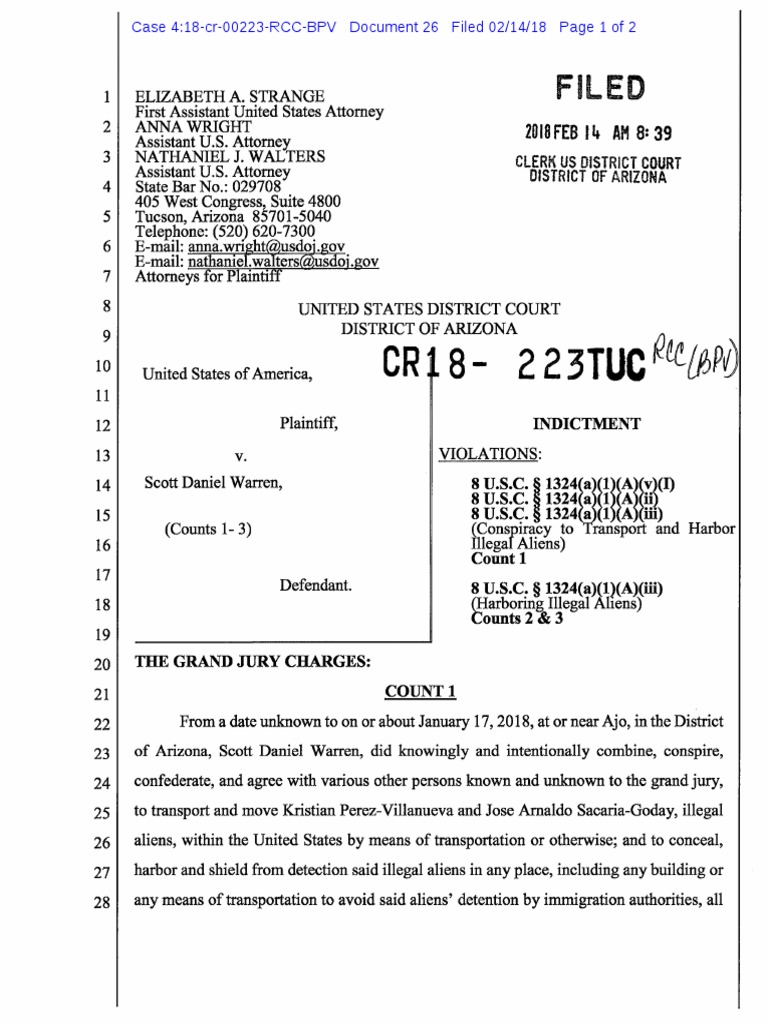 Scott Warren Indictment | PDF | Law