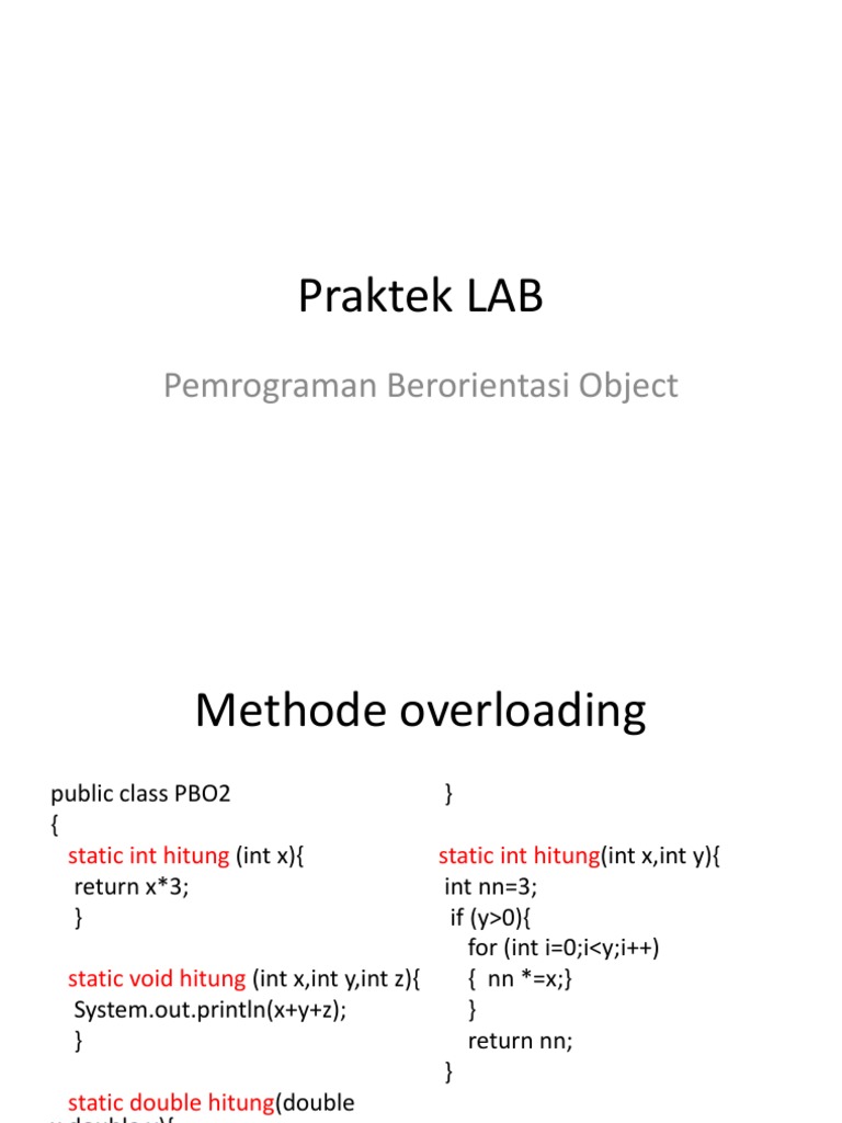 Praktek LAB: Pemrograman Berorientasi Object | PDF