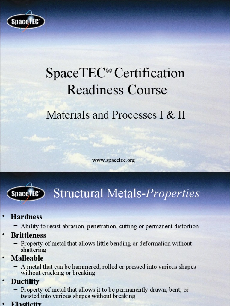 Spacetec Certification Readiness Course: Materials and Processes I & Ii ...