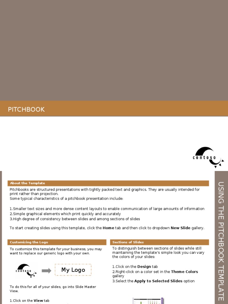 Custom Pitchbook Template Guide | PDF | Net Income | Employee Stock Option