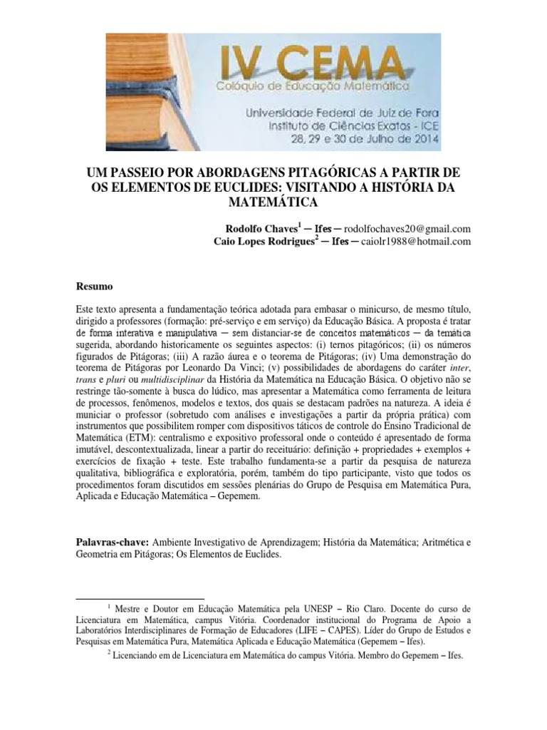 Artigo - Caio e Rodolfo PDF | PDF | Pitágoras | Euclides