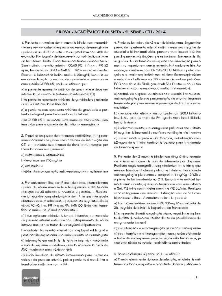 Suseme Cti 2014 | PDF | Sepse | Pneumonia