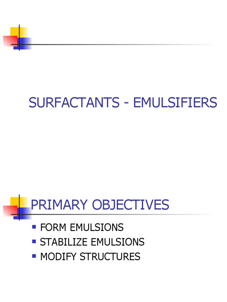 Surfactants - Emulsifiers | PDF | Surfactant | Emulsion