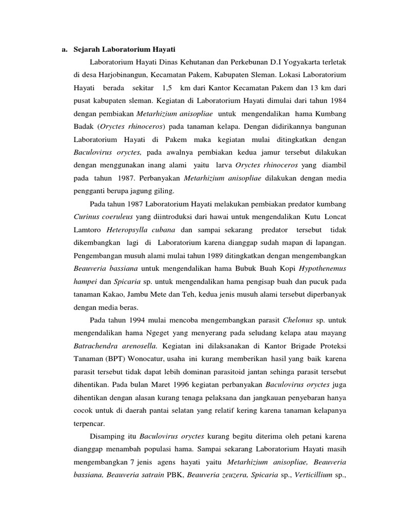 Sejarah Laboratorium Hayati | PDF