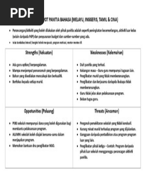 Analisis Swot Panitia Bahasa Melayu