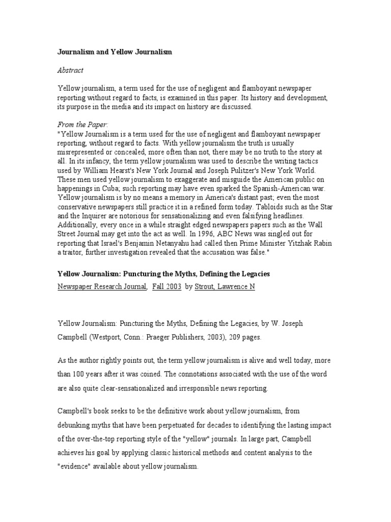 Journalism and Yellow Journalism PDF | PDF | Journalism | News