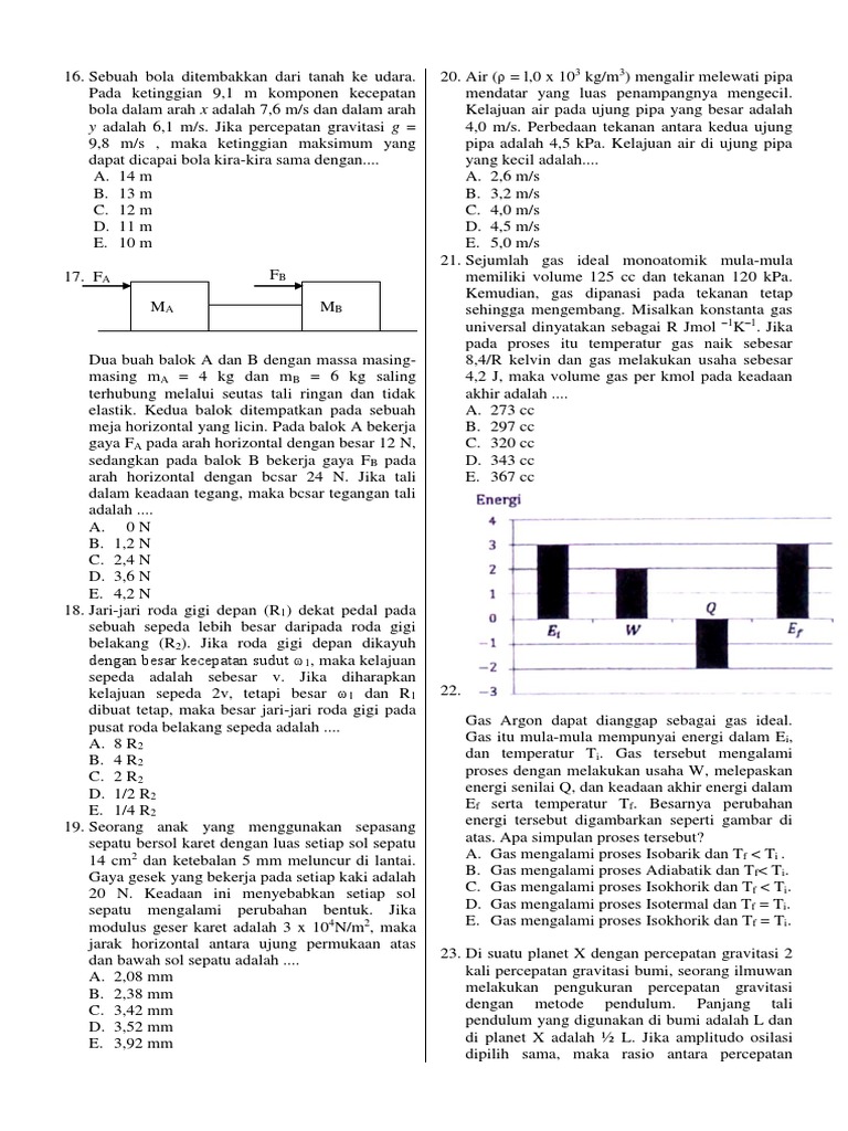 Soal SBMPTN Fisika 2016 Kode 249 | PDF