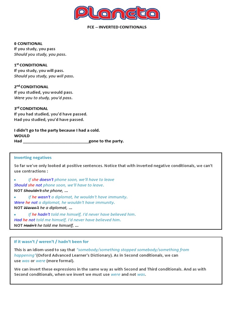 FCE - Inverted Conditionals | PDF