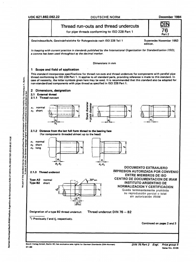 Thread run-outs and undercuts for pipe threads | PDF | Metalworking ...