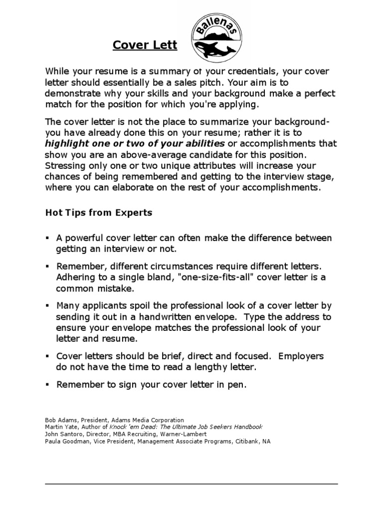 Cover Letters: Highlight One or Two of Your Abilities or ...