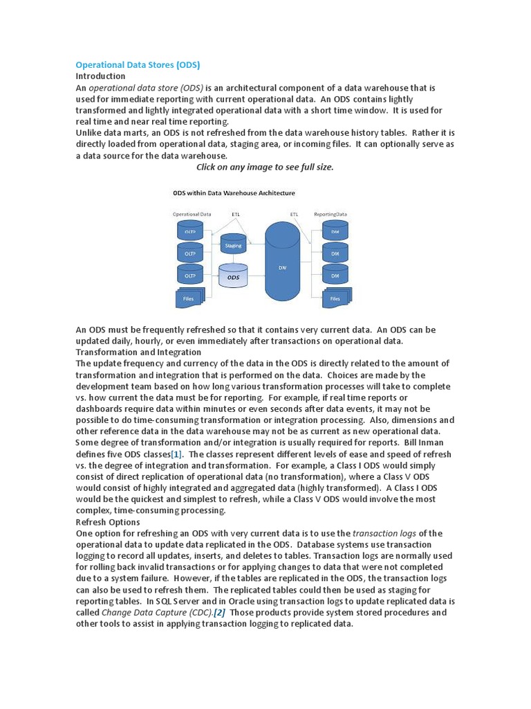 Operational Data Stores | PDF | Data Warehouse | Oracle Database