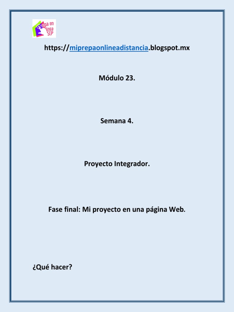 Modulo 23 Prepa en Linea - Fase Final: Mi Proyecto en Una Página Web ...