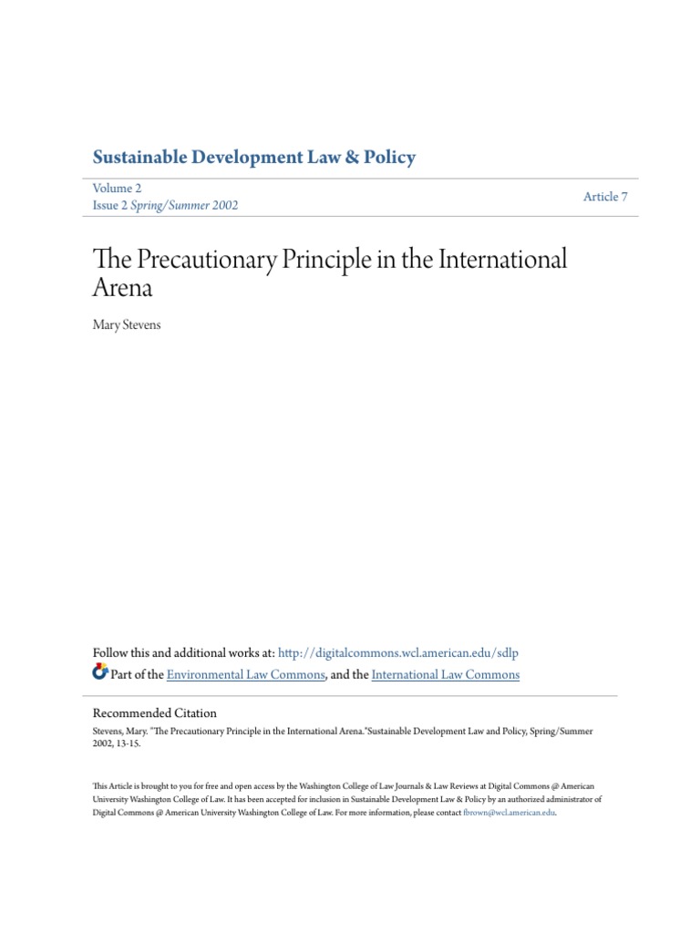 Precautionary Principle in Intl Law | PDF | National Environmental ...