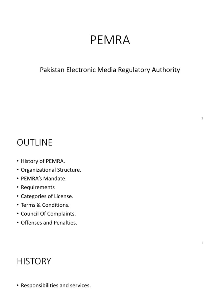 Pemra: Pakistan Electronic Media Regulatory Authority | PDF ...