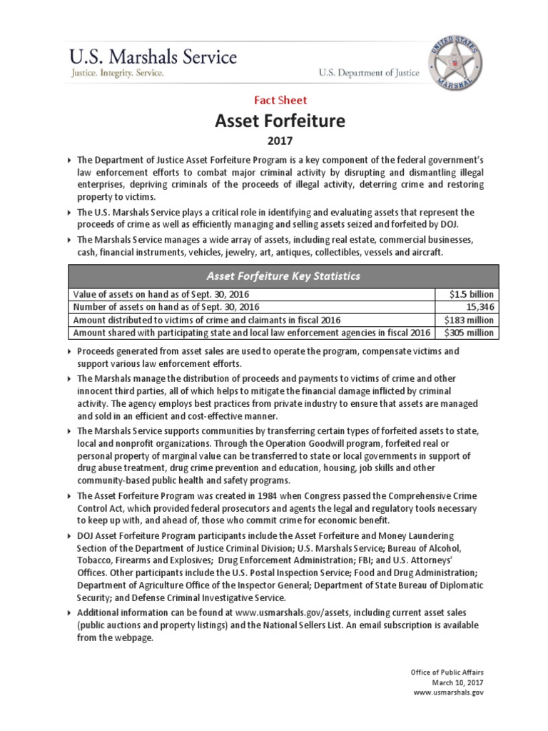 DOJ Asset Forfeiture Program Overview | PDF | Asset Forfeiture | Crime ...