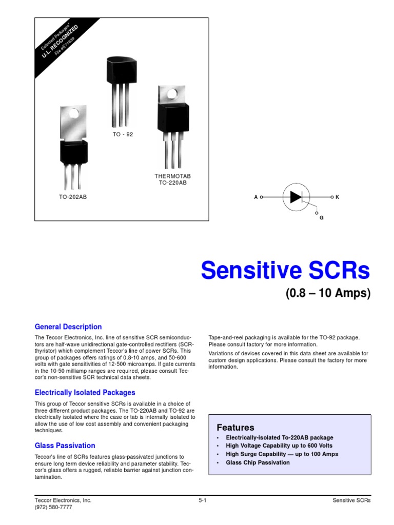 Datasheet S106D1 SCR | PDF | Electricity | Electrical Engineering
