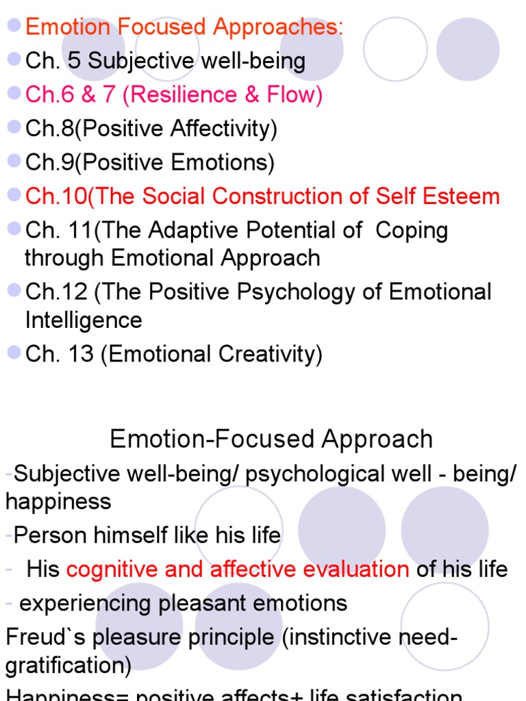 Ch.6 & 7 (Resilience & Flow) : Emotion Focused Approaches | PDF ...