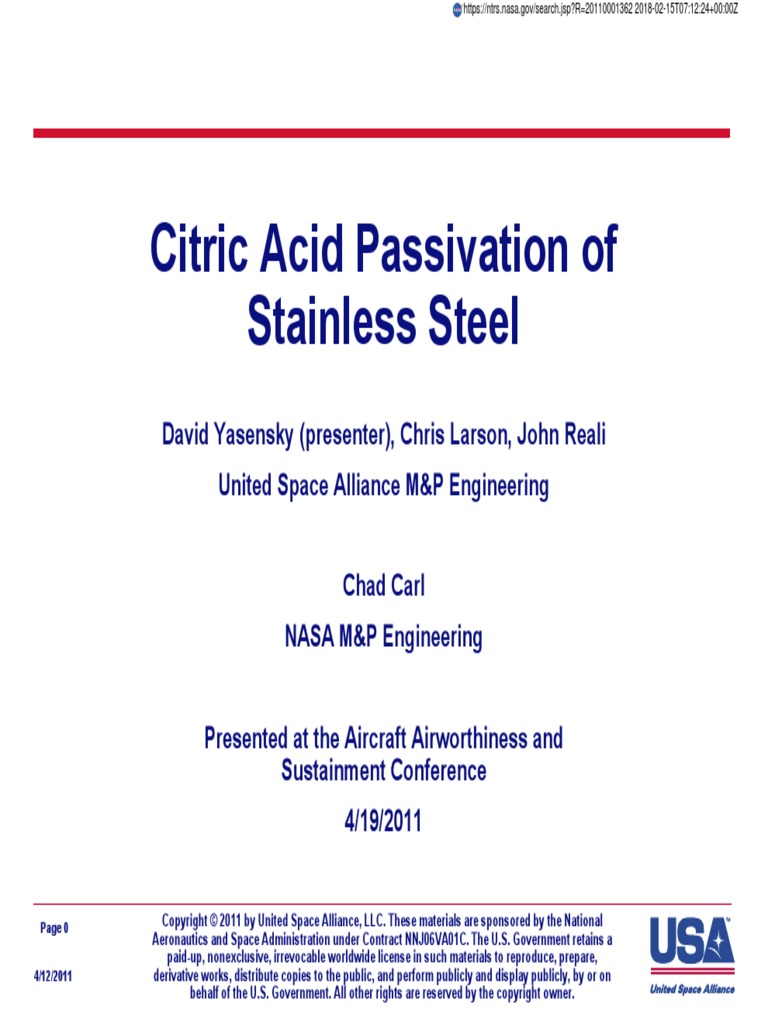 Citric Acid as Passivation | P Value | Derivative Work | Free 30-day ...