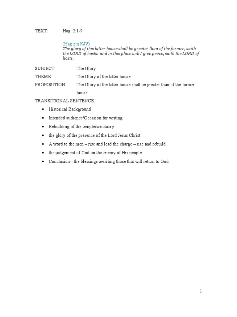 The Latter Glory | PDF | Tabernacle | Temple In Jerusalem