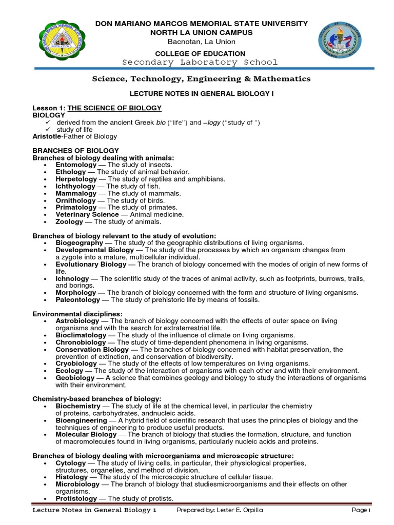 Lecture Notes General Biology | PDF | Cell Nucleus | Mitochondrion