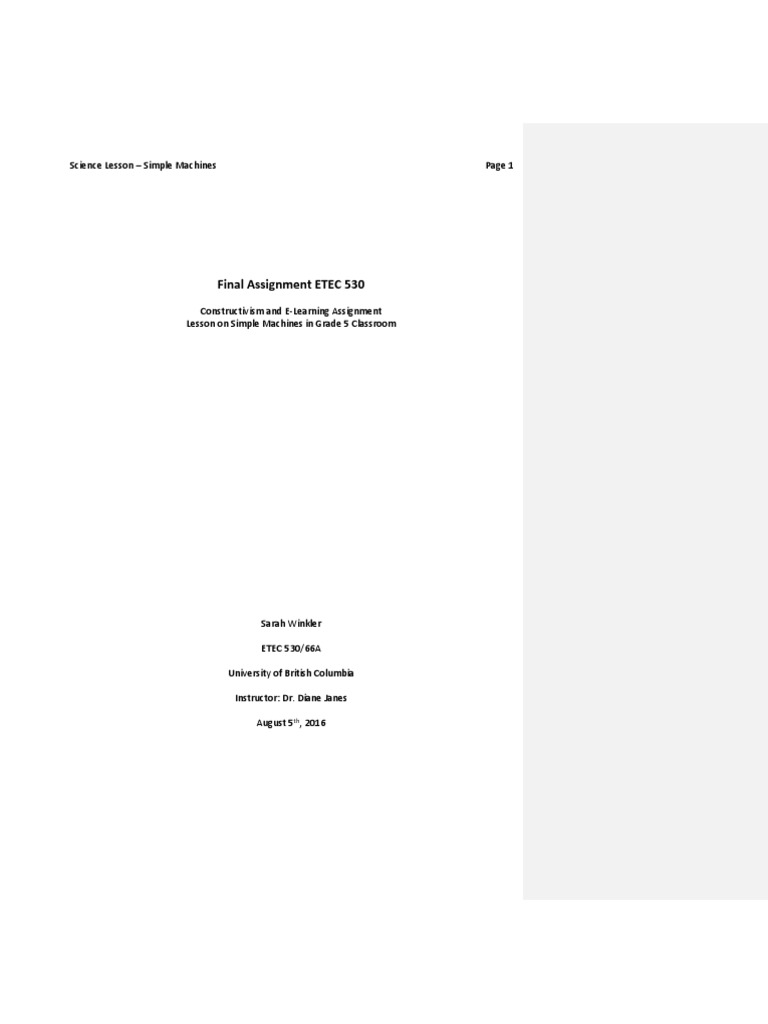 Final Assignment ETEC 530 | PDF | Constructivism (Philosophy Of Education) | Learning