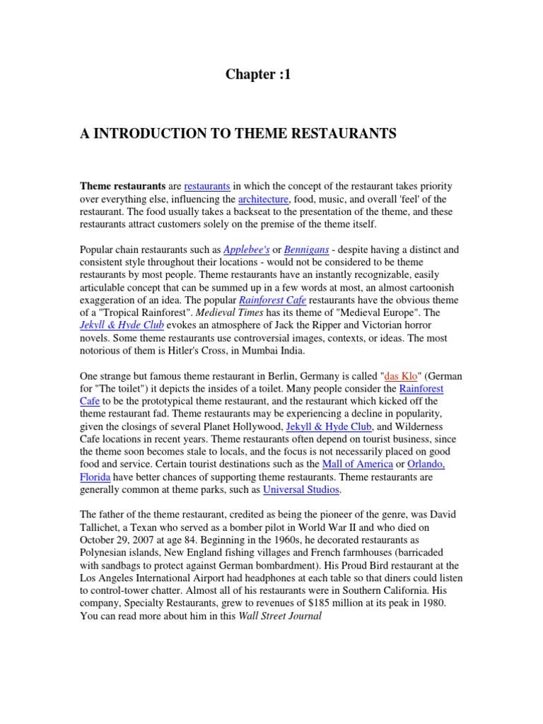 A Introduction To Theme Restaurants | PDF | Gastronomy | Restaurants