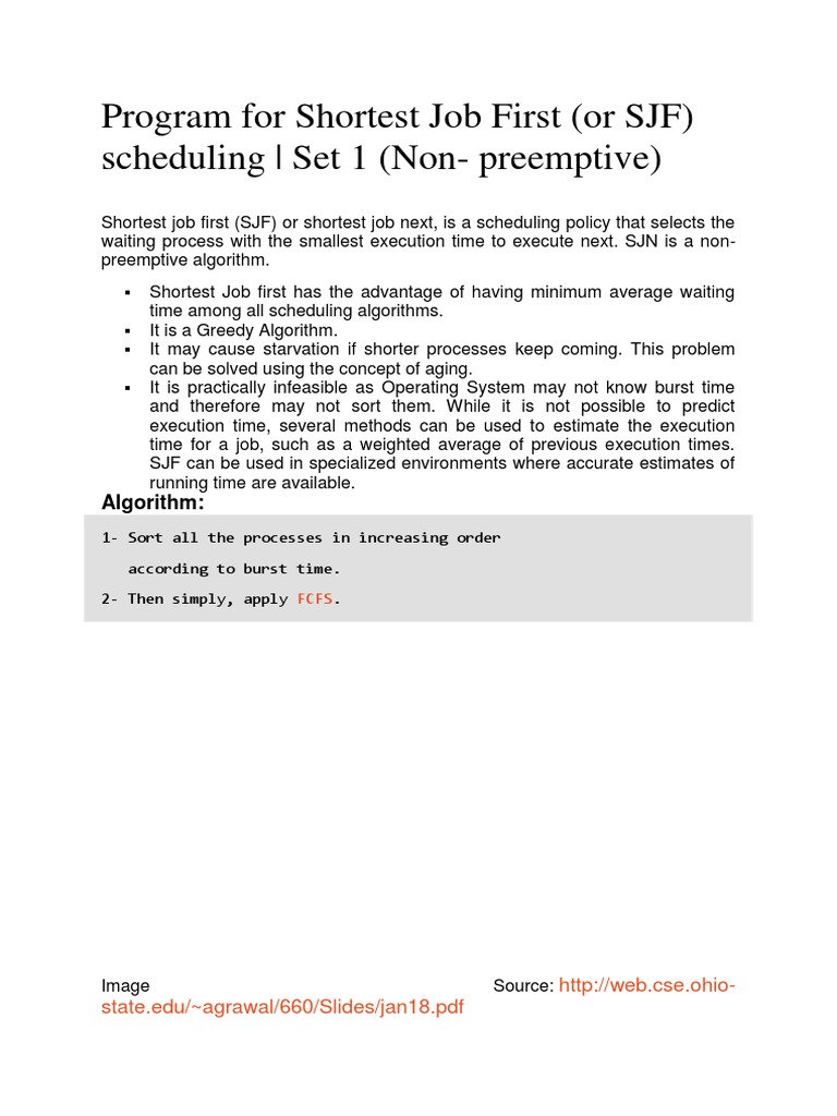 Program For Shortest Job First | PDF | Scheduling (Computing ... Program For Shortest Job First | PDF | Scheduling (Computing ...
