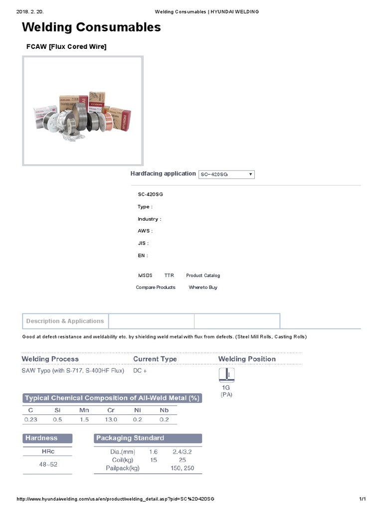 SC-420SG Hardfacing Welding Wire | PDF | Welding | Construction