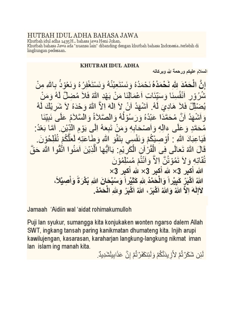 Khutbah Idul Adha Bahasa Jawa Pdf