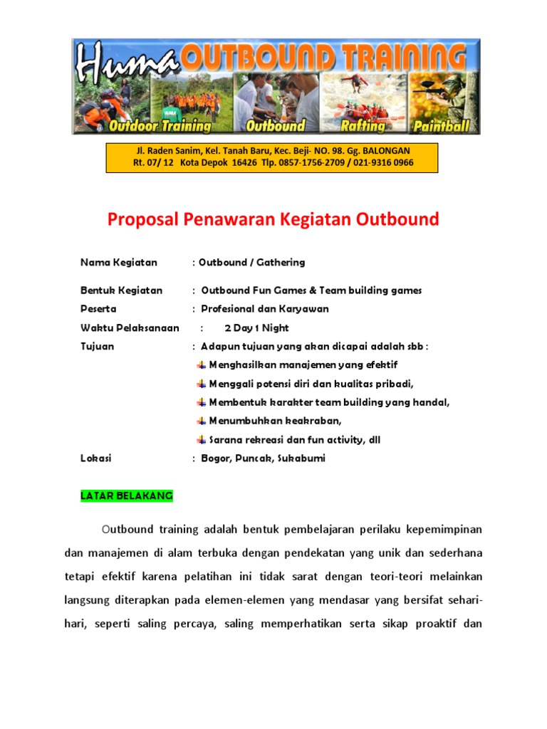 01.proposal Penawaran Kegiatan Outbound Fix 2 | PDF