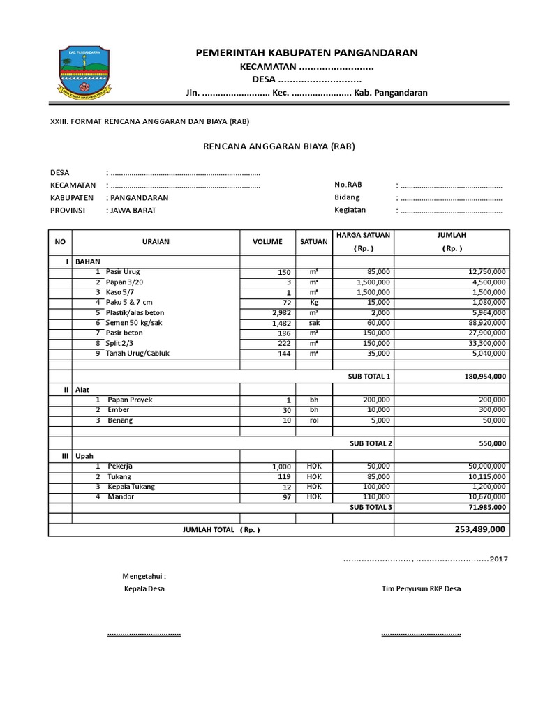 Contoh Rab Jalan Beton Manual (TDK Menggunakan Molen) | PDF
