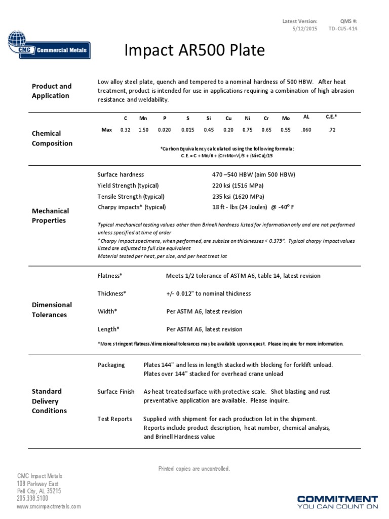 Impact AR500 Plate | PDF | Structural Steel | Heat Treating