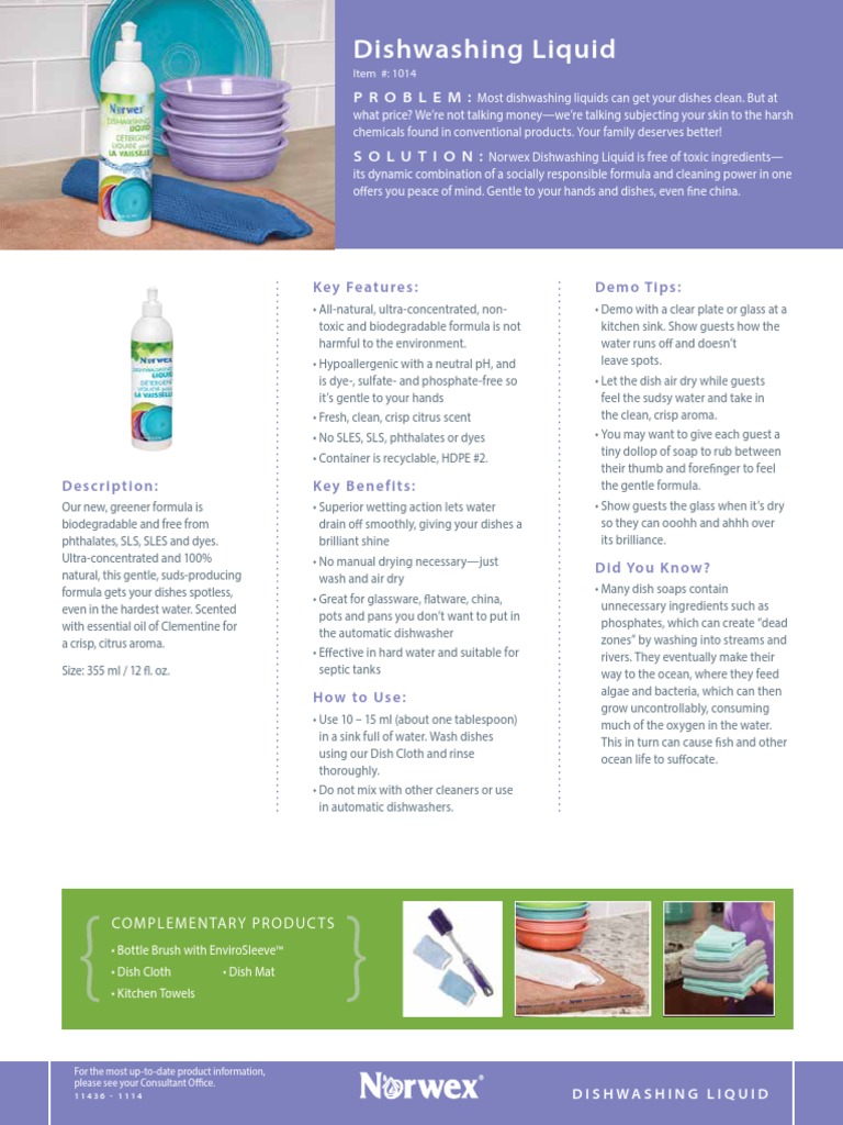 Dish Liquid PI Sheets US CAN Lores | PDF | Dishwasher | Water