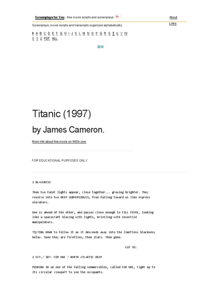 Titanic Screenplay.pdf | Transport | Nature