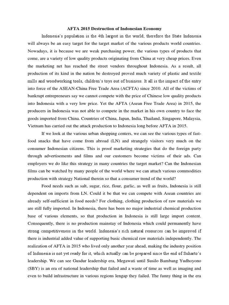 Afta | PDF | Indonesia | Asean Free Trade Area