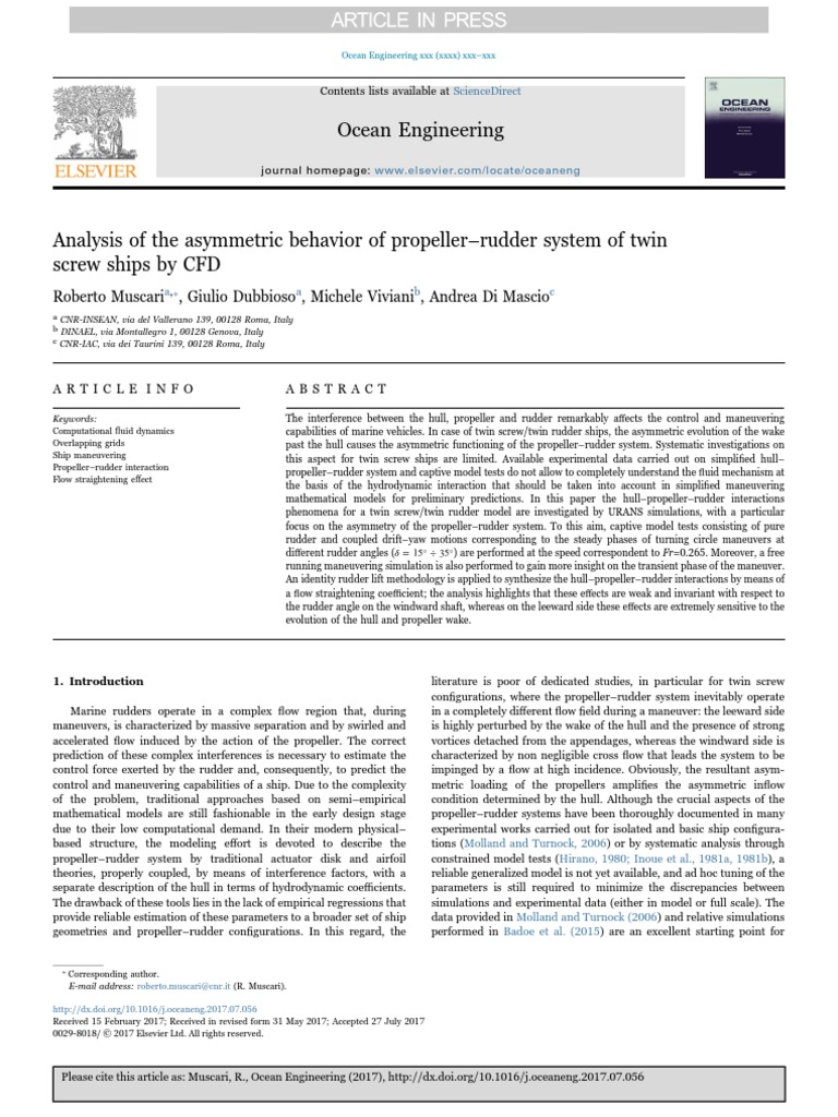 Asymmetric Behavior of Propeller-Rudder System | PDF | Propeller ...