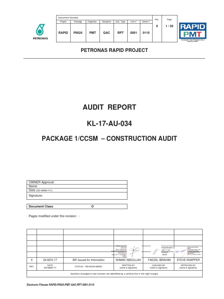 Rapid P0024 PMT Qac RPT 0001 0110 - 0 | PDF | Audit | Specification (Technical Standard)